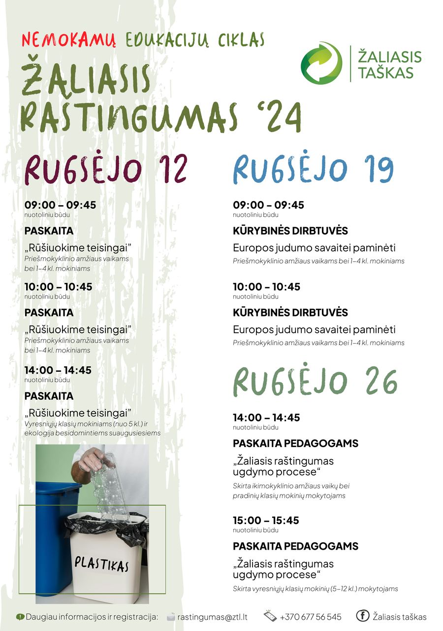 „Žaliasis taškas“ kviečia į nemokamas nuotolines edukacijas